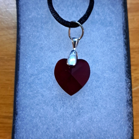 Jewelry | Mahogany Red Crystal Heart Necklace | Poshmark
